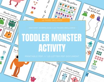Preschool Printable Activity Pages, Monster Themed Preschool Worksheets ...