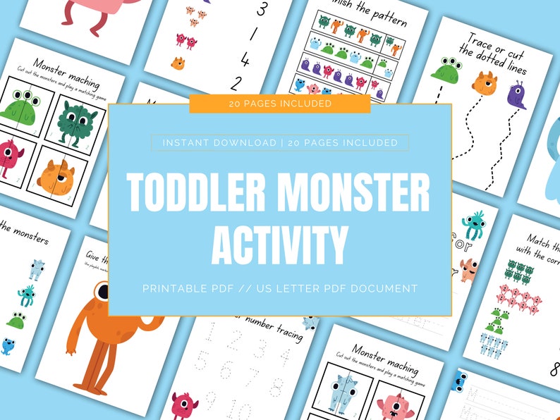Monster Themed Toddler Printable Activities - Etsy