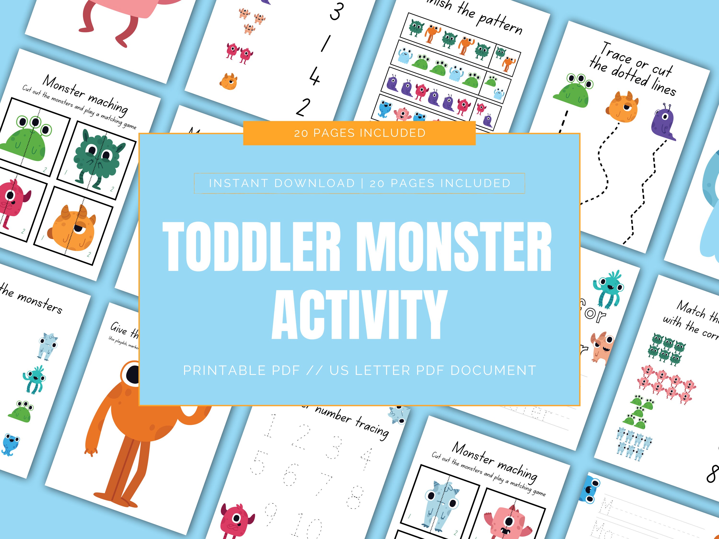 Monster Themed Toddler Printable Activities - Etsy