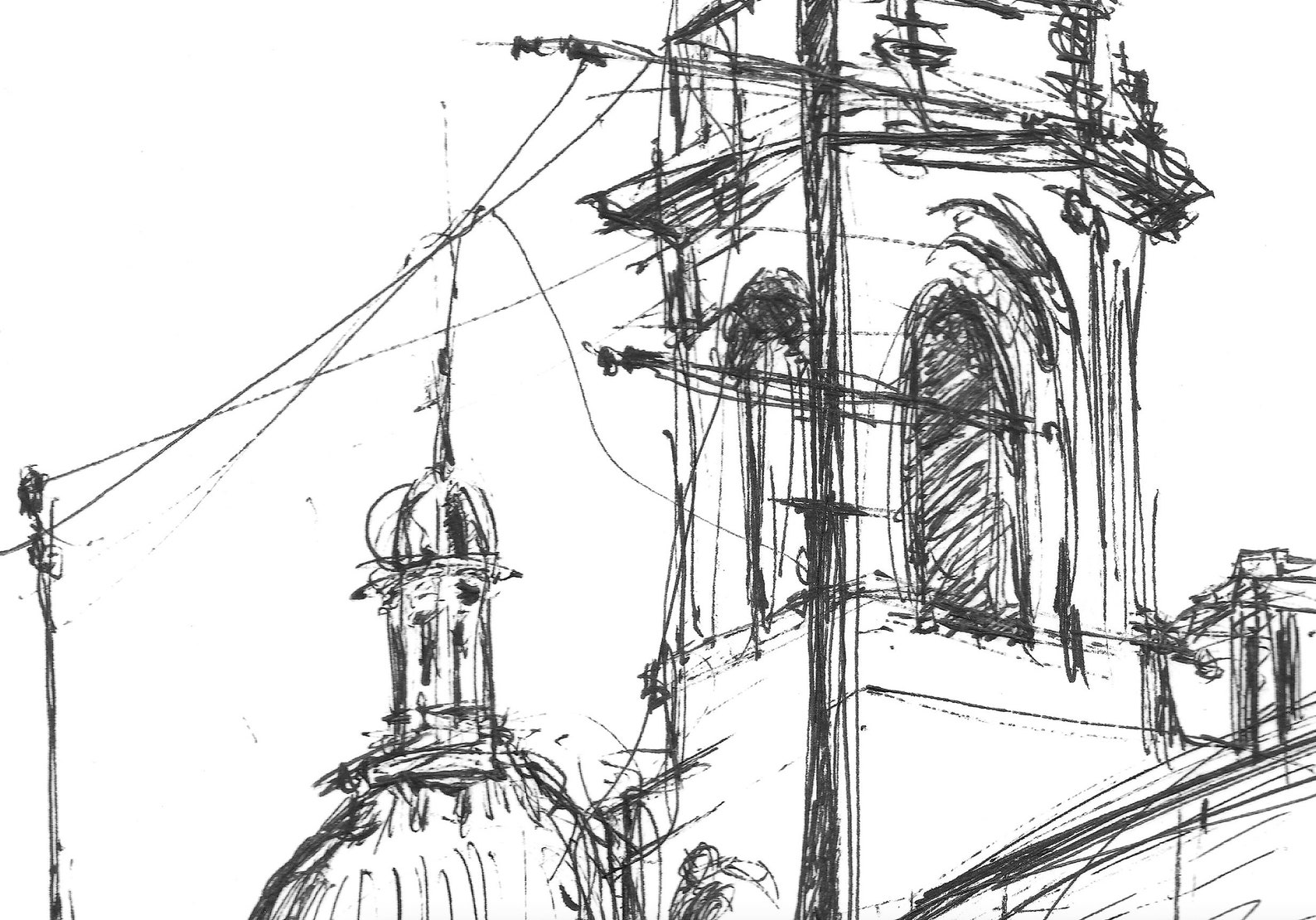 Ink Drawing Architecture Cathedral Digital Download - Etsy