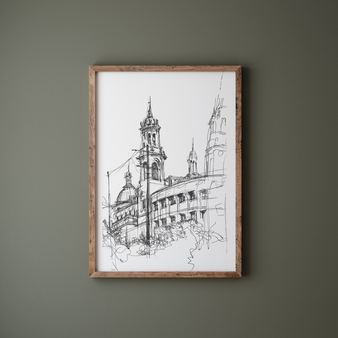 Ink Drawing Architecture Cathedral Digital Download - Etsy