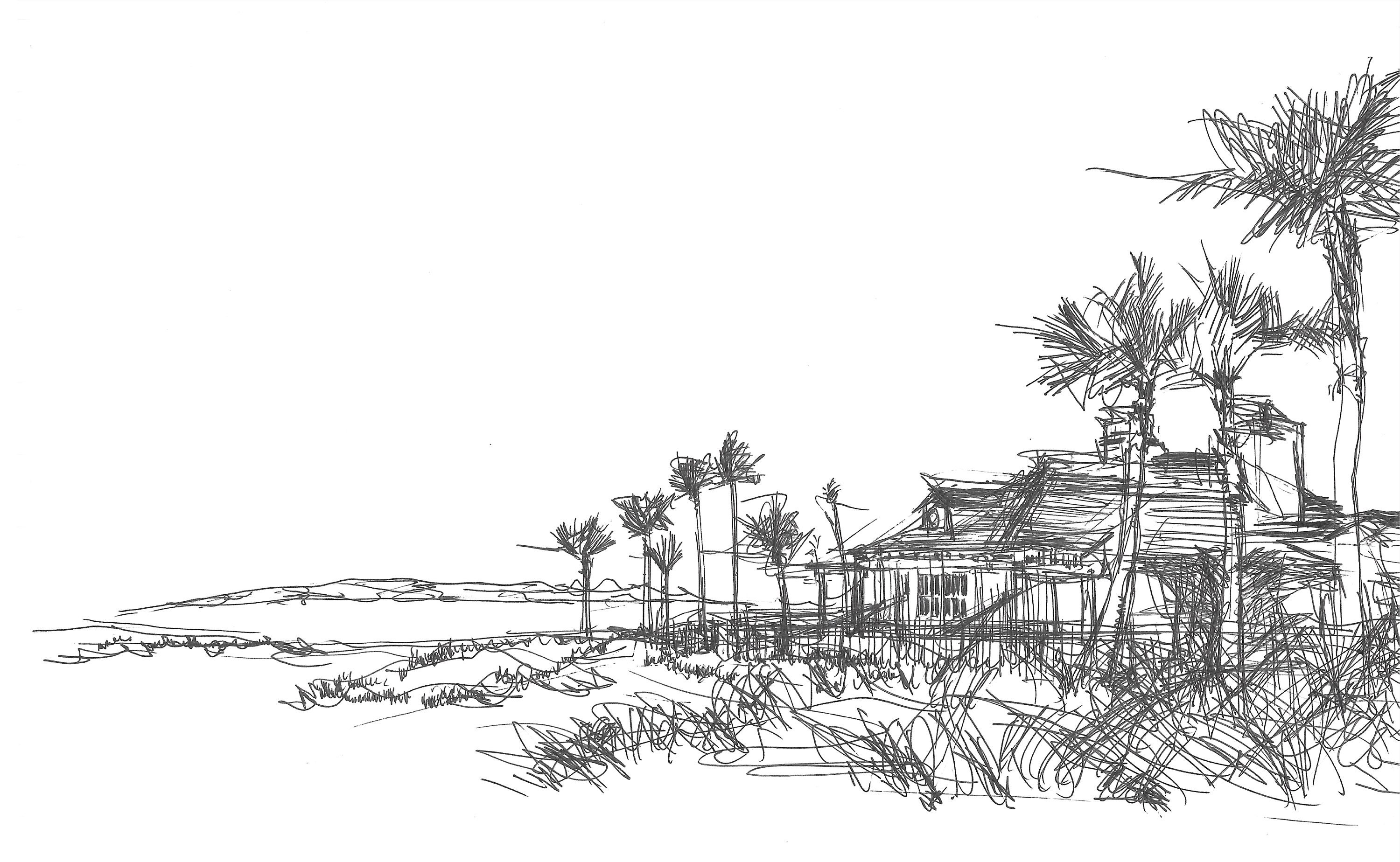 Ink Drawing, Scenery, Water, Island, Beach, Digital Download, Printable ...