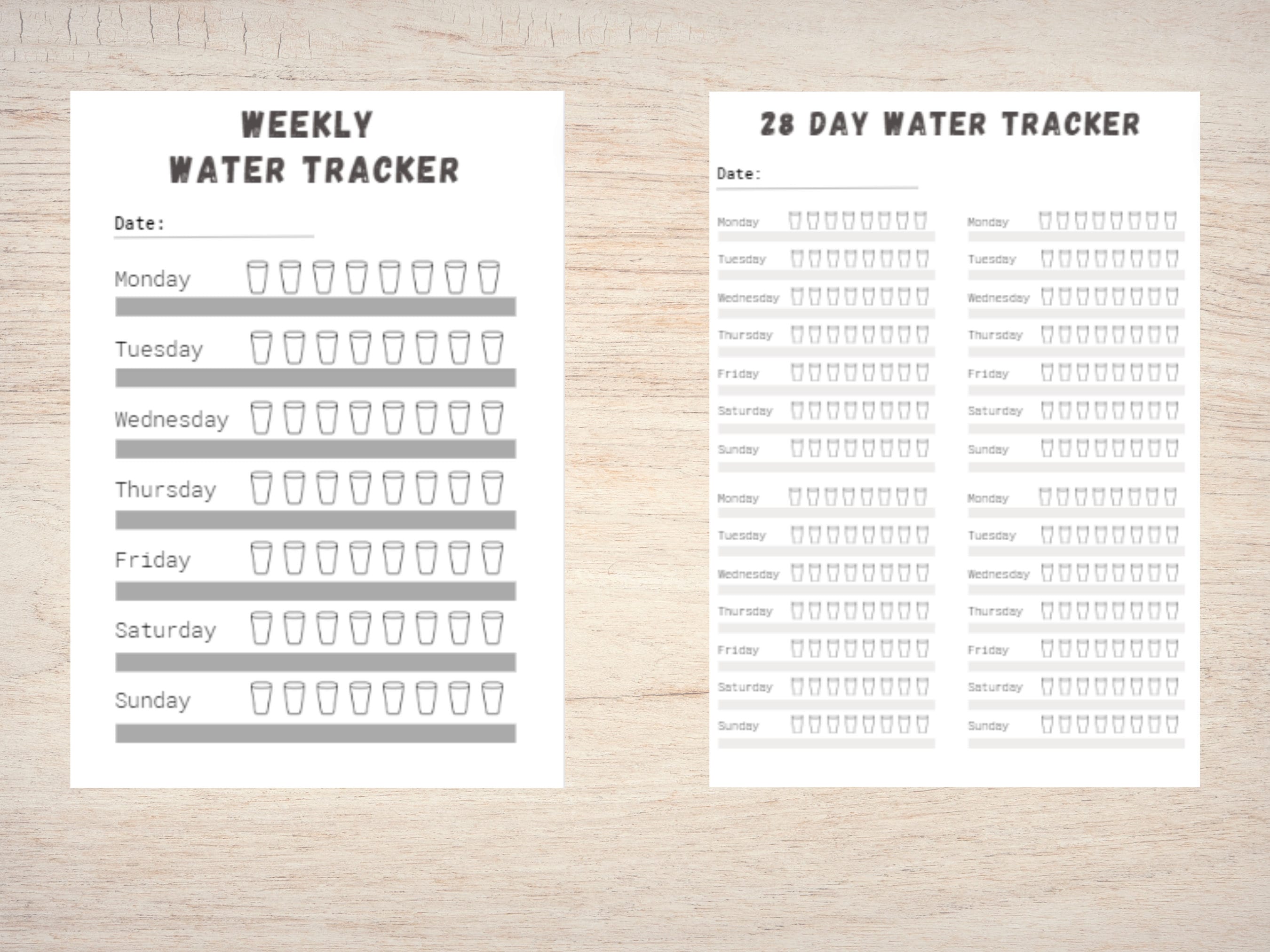 Water Tracker Printable Weekly 28 Day Water Tracker 30 Day Water ...