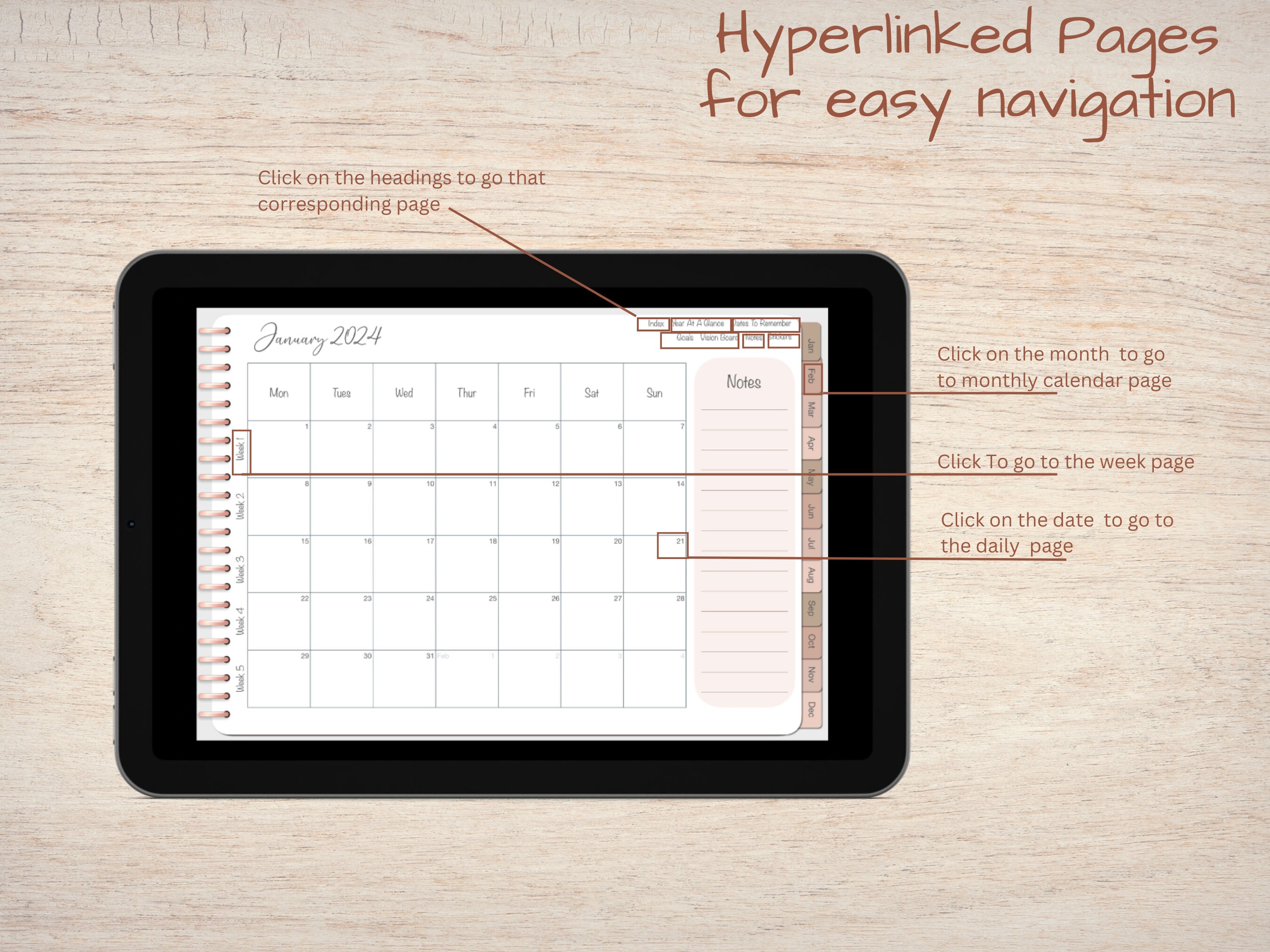 2024 Digital Planner Digital Planner Neutral Colours Goodnotes Planner ...