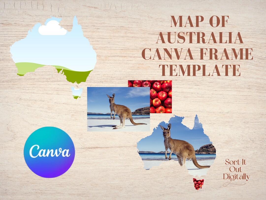 Editable Canva Frame - Map of Australia - Etsy Australia