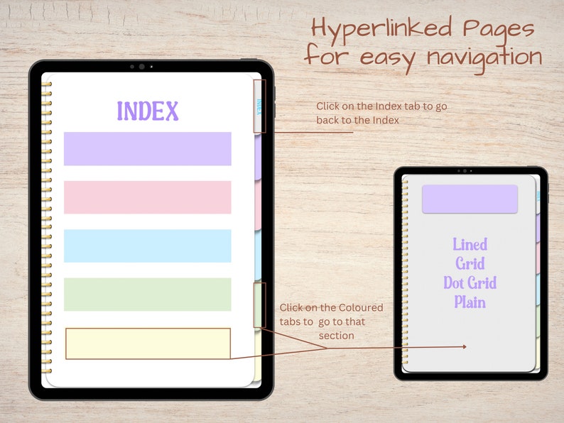 5 Tab Digital Notebook, Hyperlinked Tabs, Student Notebook, Subject ...