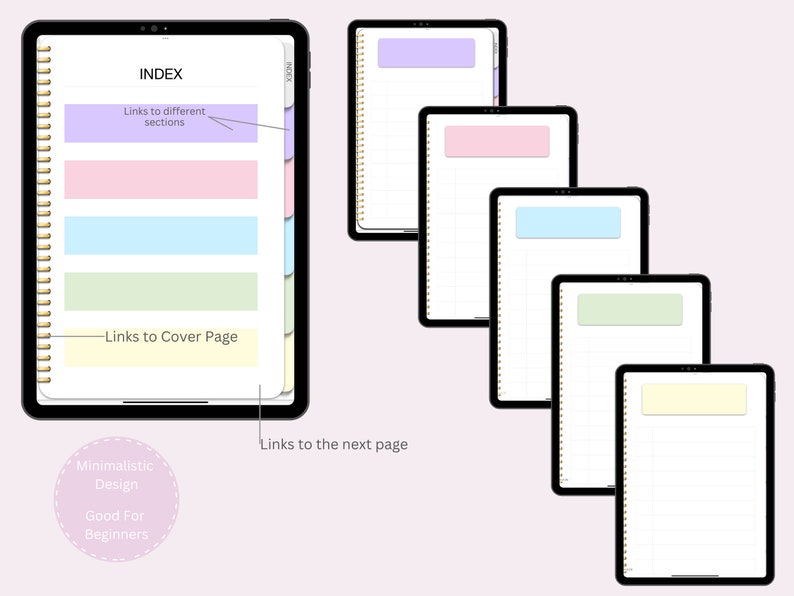 5 Tab Digital Notebook Hyperlinked Tabs Student Notebook - Etsy