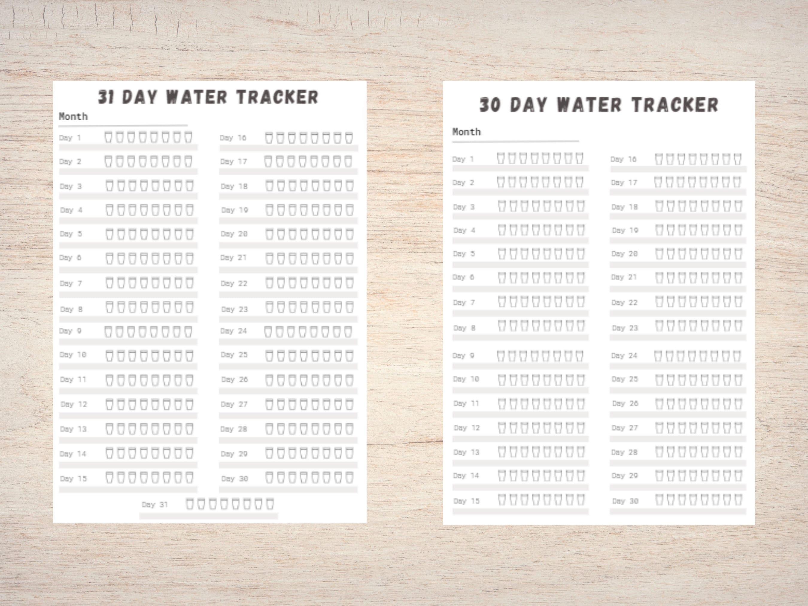 Water Tracker Printable Weekly 28 Day Water Tracker 30 Day Water ...