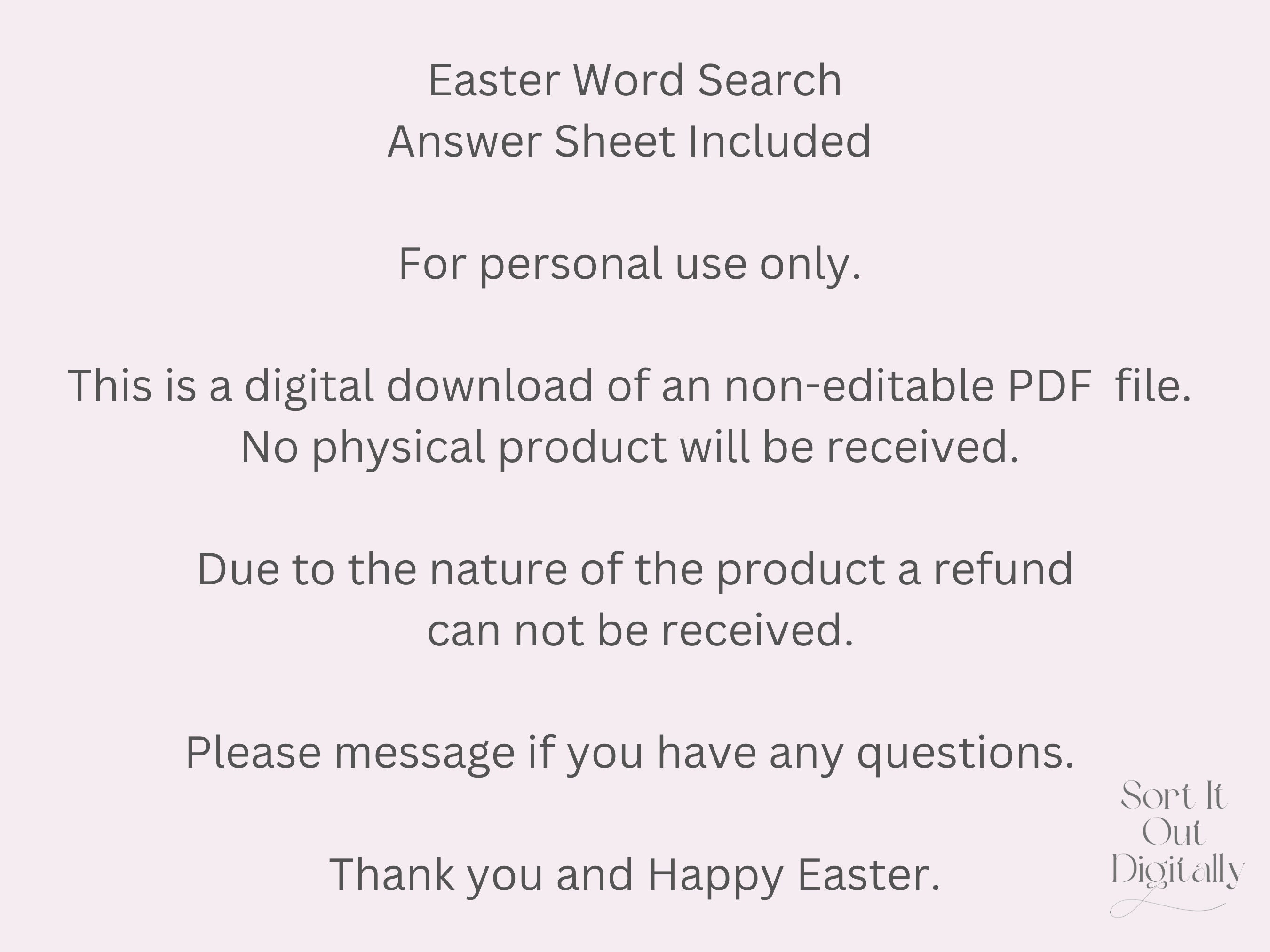 Easter Word Search PDF Printable - Etsy