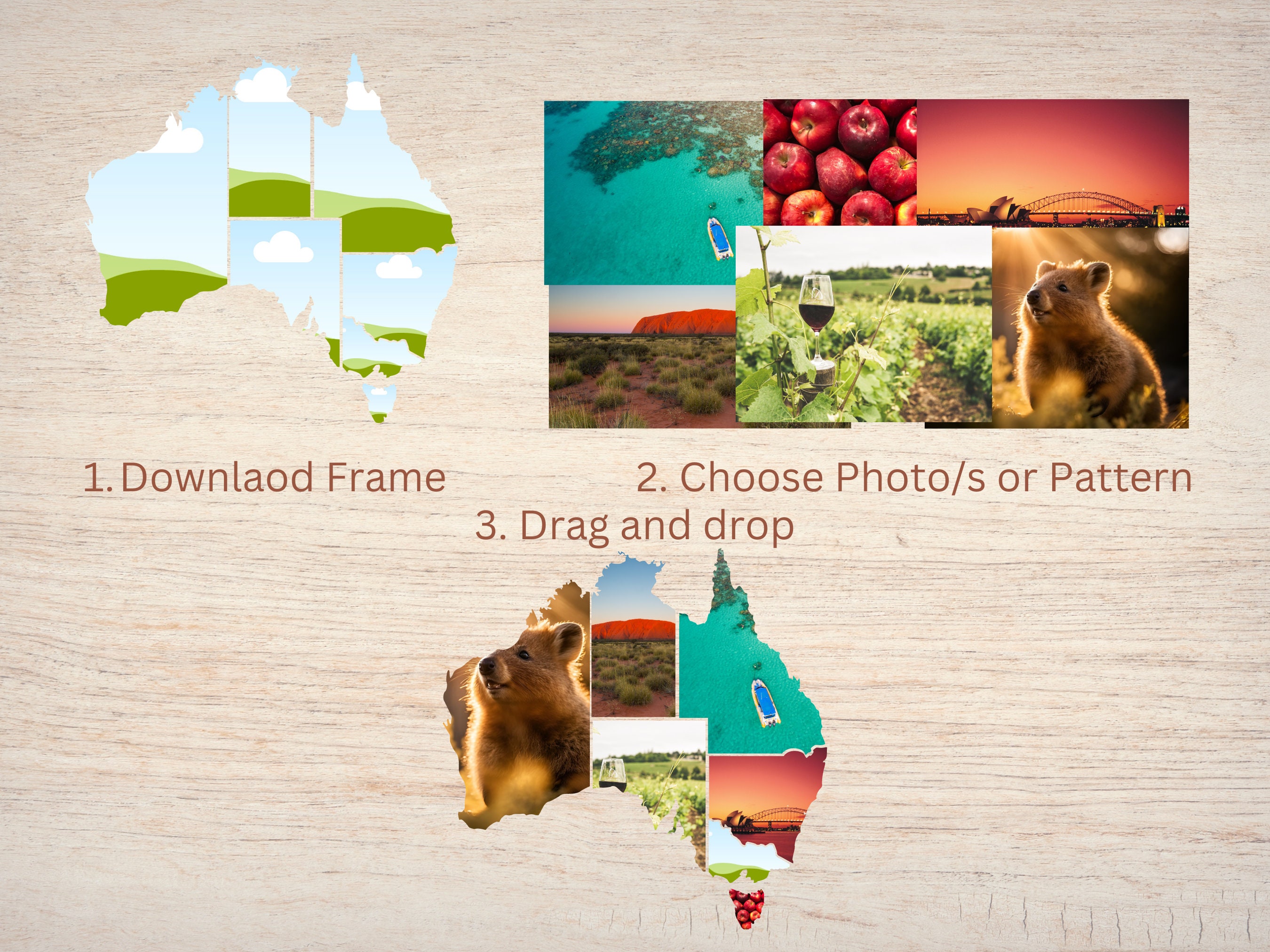 Editable Canva Frame States of Australia - Etsy