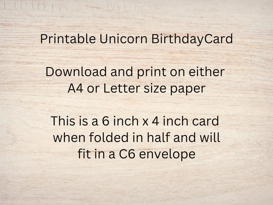 Unicorn Birthday Card Printable Unicorn Birthday Card Instant Download ...