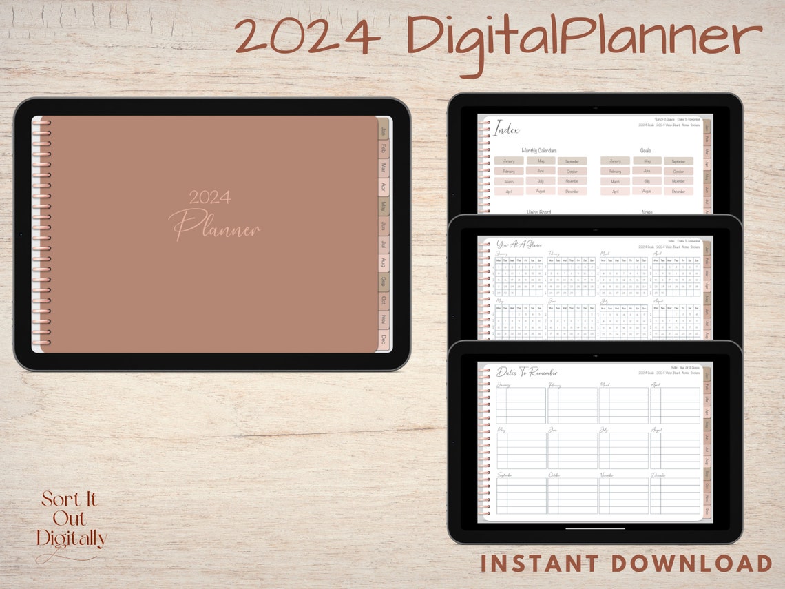 2024 Digital Planner Digital Planner Neutral Colours Goodnotes Planner ...