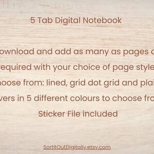 5 Tab Digital Notebook, Hyperlinked Tabs, Student Notebook, Subject ...