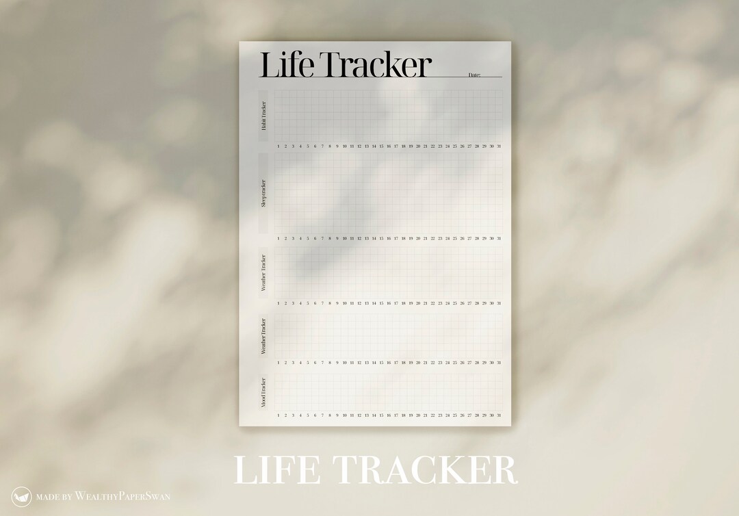 Life Tracker Printable Template PDF, Life Counter, Habit Tracker, Mood Tracker, Mood Chart ...