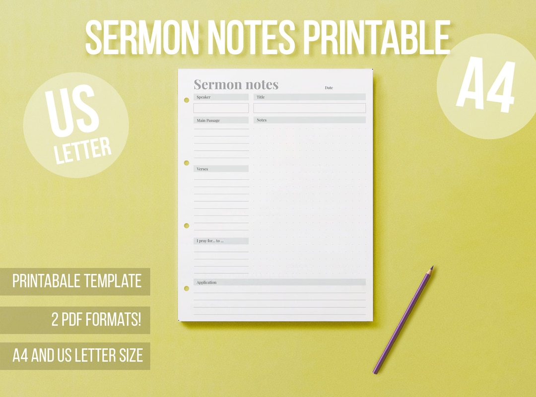 Printable Sermon Journal, Church Notes, Bible Tracker, Sermon Notebook ...