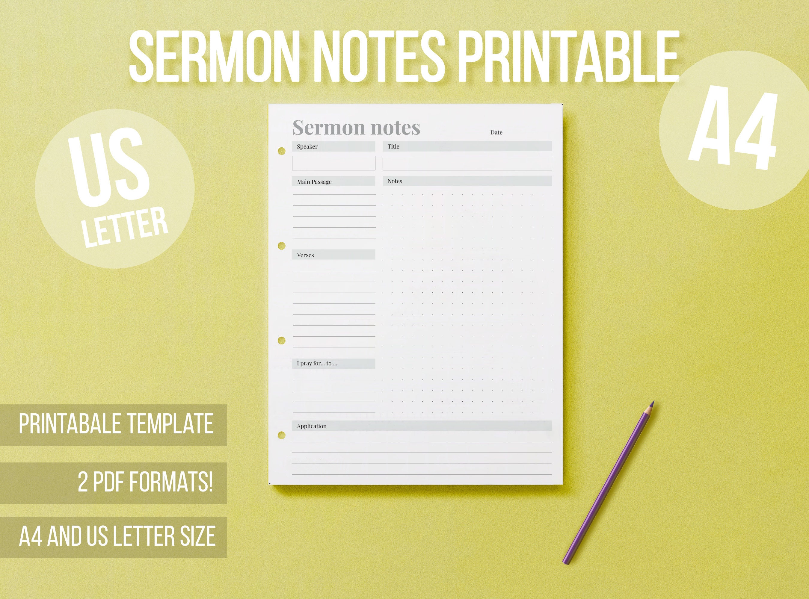 Printable Sermon Journal, Church Notes, Bible Tracker, Sermon Notebook ...