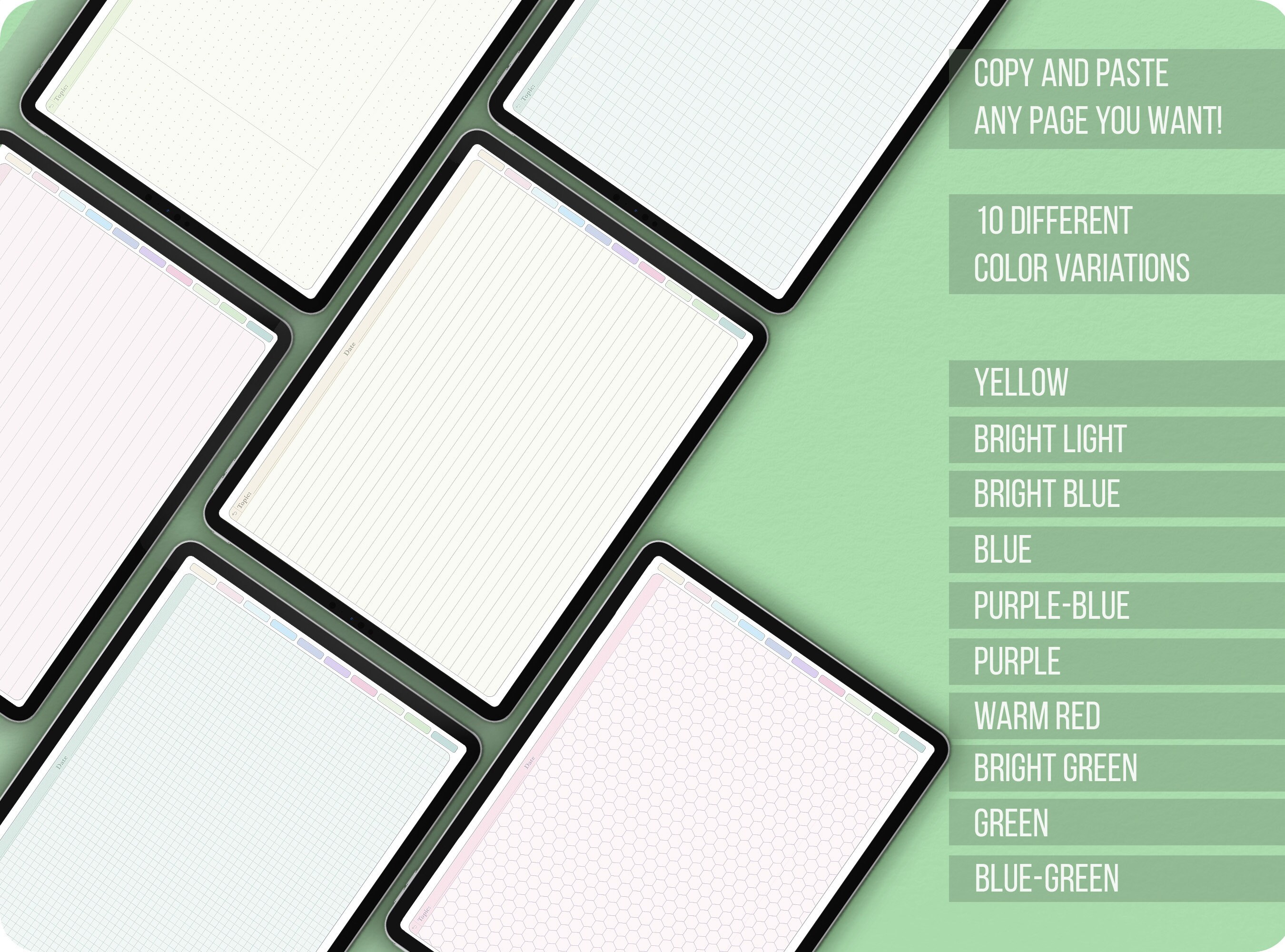 Digital Note Paper, Digital Notepad, Cornell Paper, Color Notebook ...