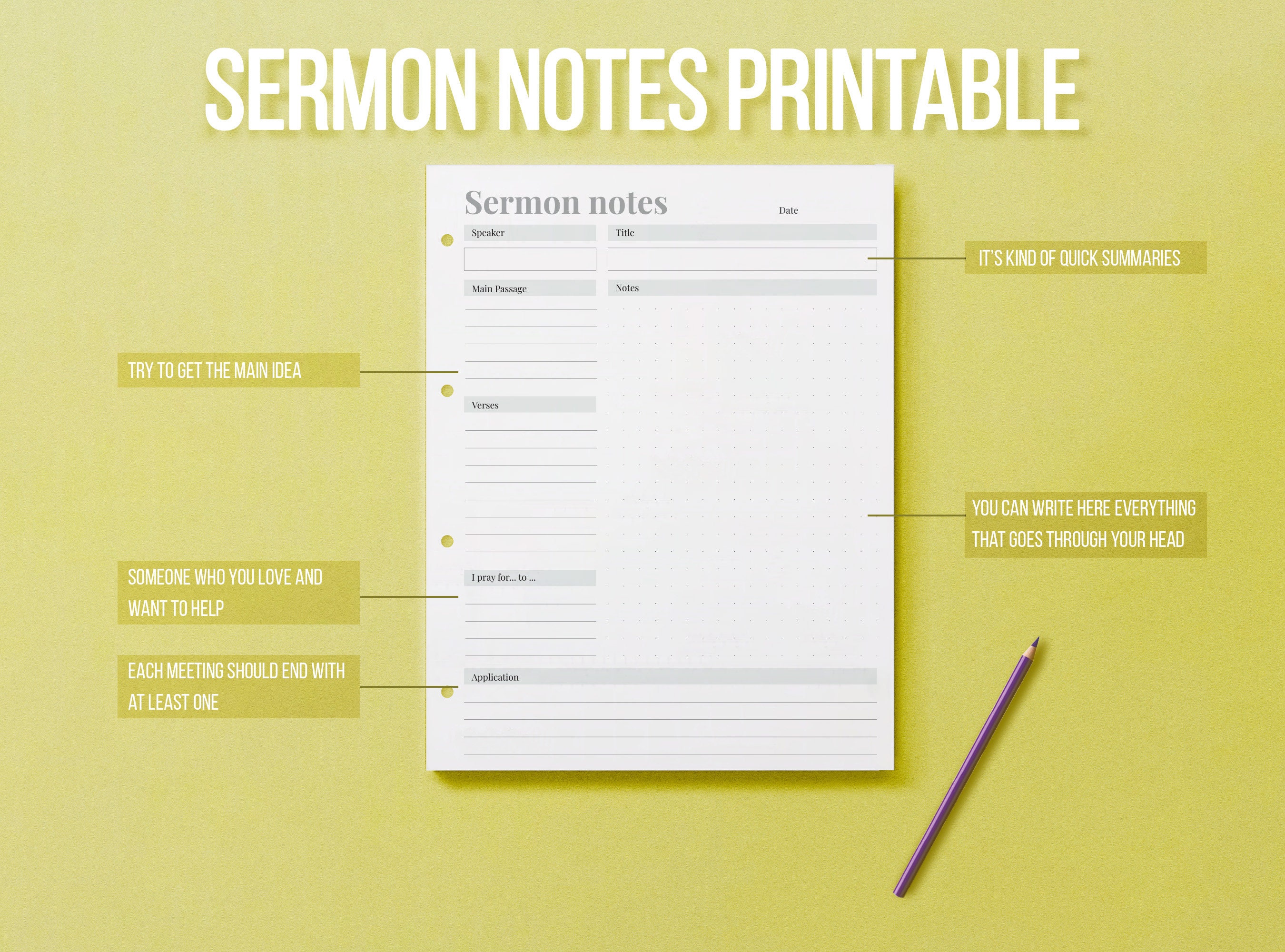 Printable Sermon Journal, Church Notes, Bible Tracker, Sermon Notebook ...