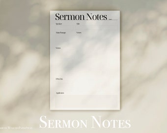 Sermon Notes Printable Church Notes Journal Sermon Notes Bible Study ...