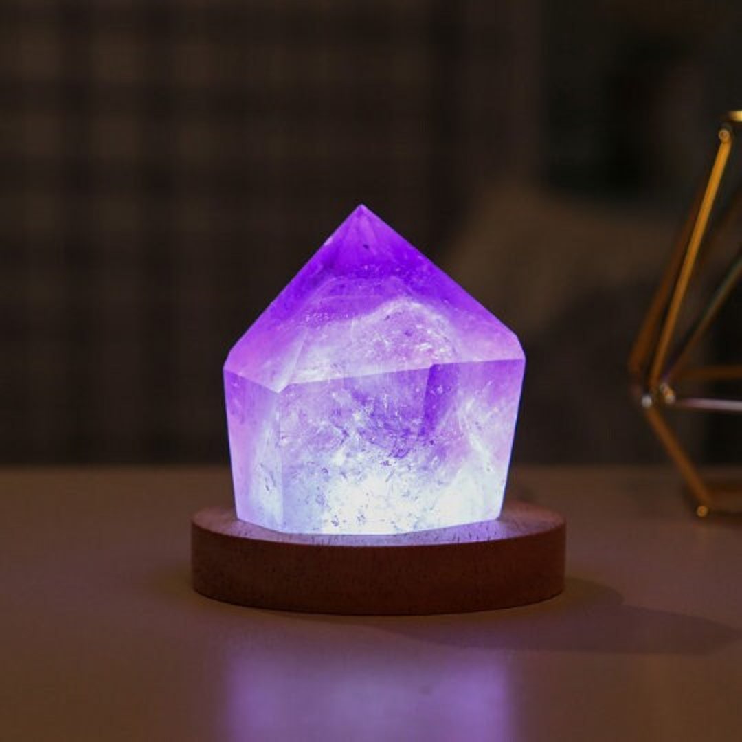 Natural Crystal Lamp.amthyst Night Light.natural Amethyst - Etsy Australia