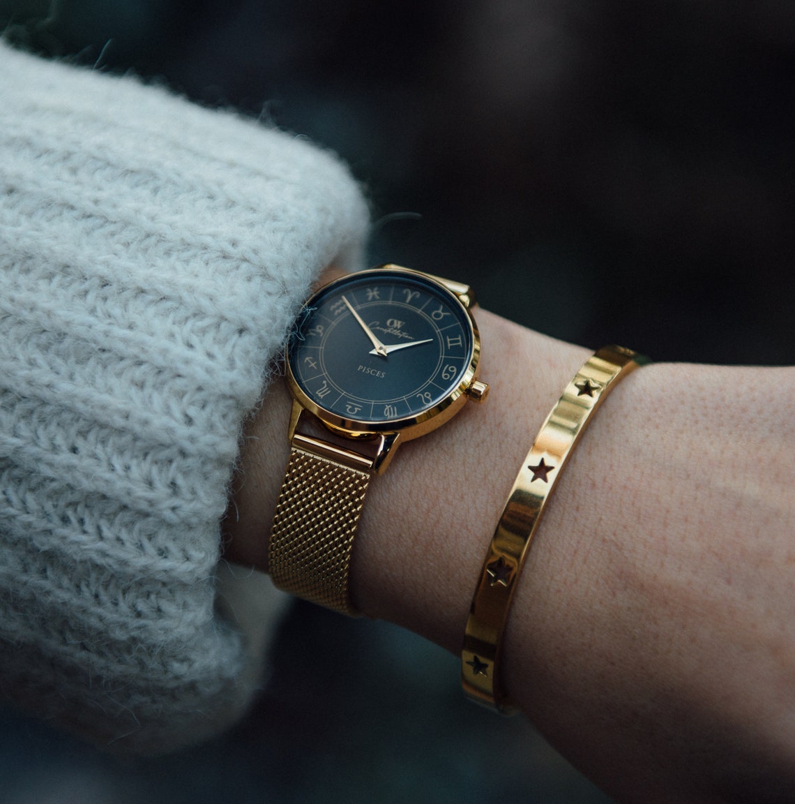 Gold Horoscope Astrology Watch - the Constellation Collection by CW - Etsy