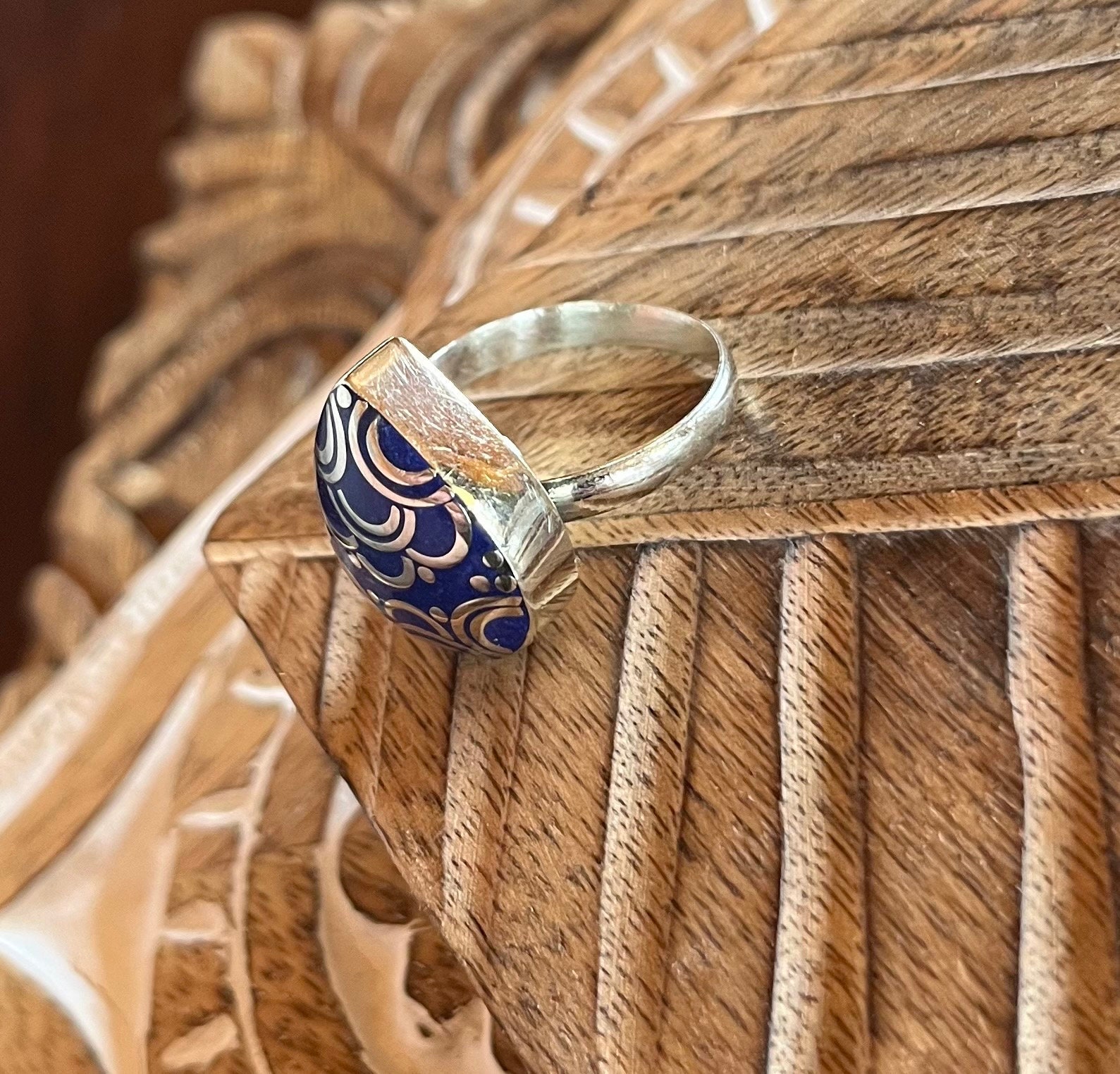 Unique Handcrafted Moroccan Ring Silver Blue Tear Drop Amazigh - Etsy