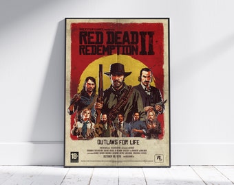 Red Dead Redemption 2 Minimalist Poster Game Art Gaming Print - Etsy
