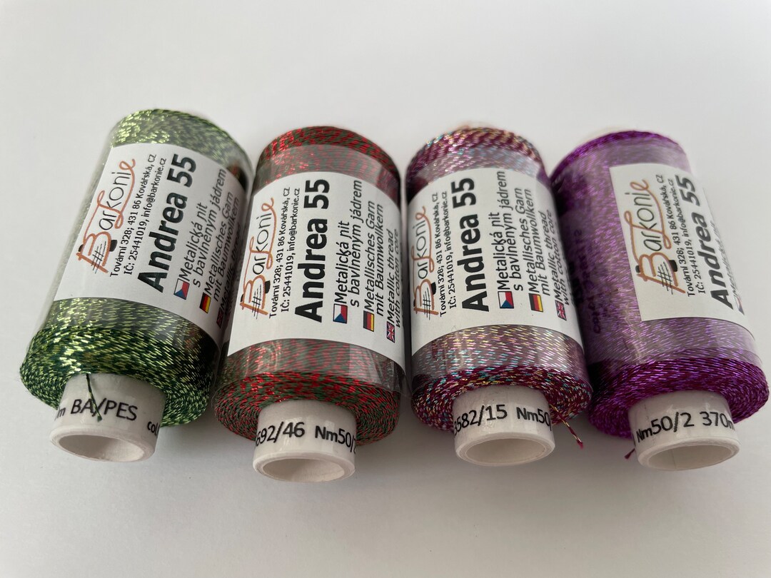 Four Spools Barkonie Metallic Thread With Cotton Core, Christmas ...