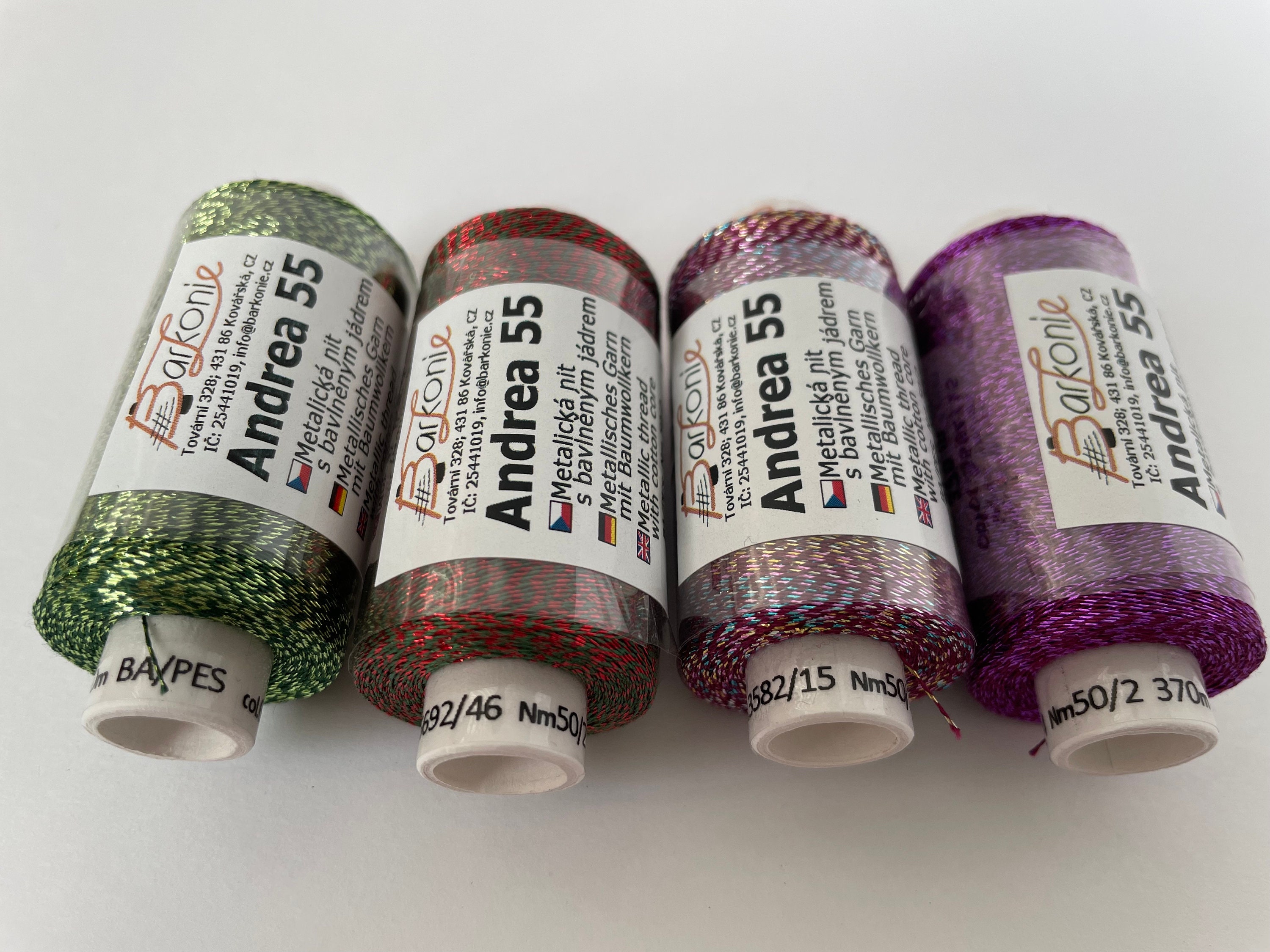 Four Spools Barkonie Metallic Thread With Cotton Core, Christmas ...