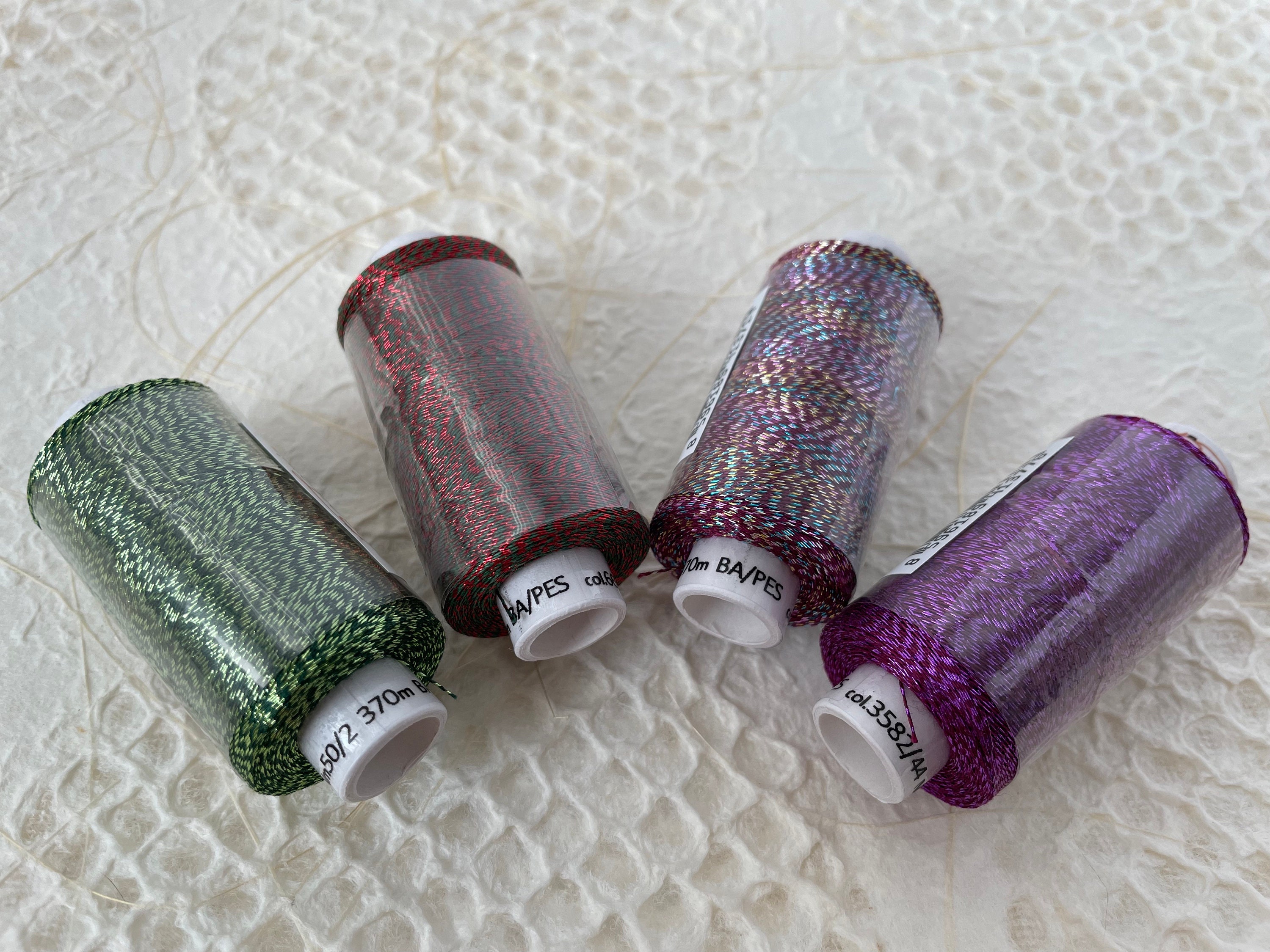 Four Spools Barkonie Metallic Thread With Cotton Core, Christmas ...