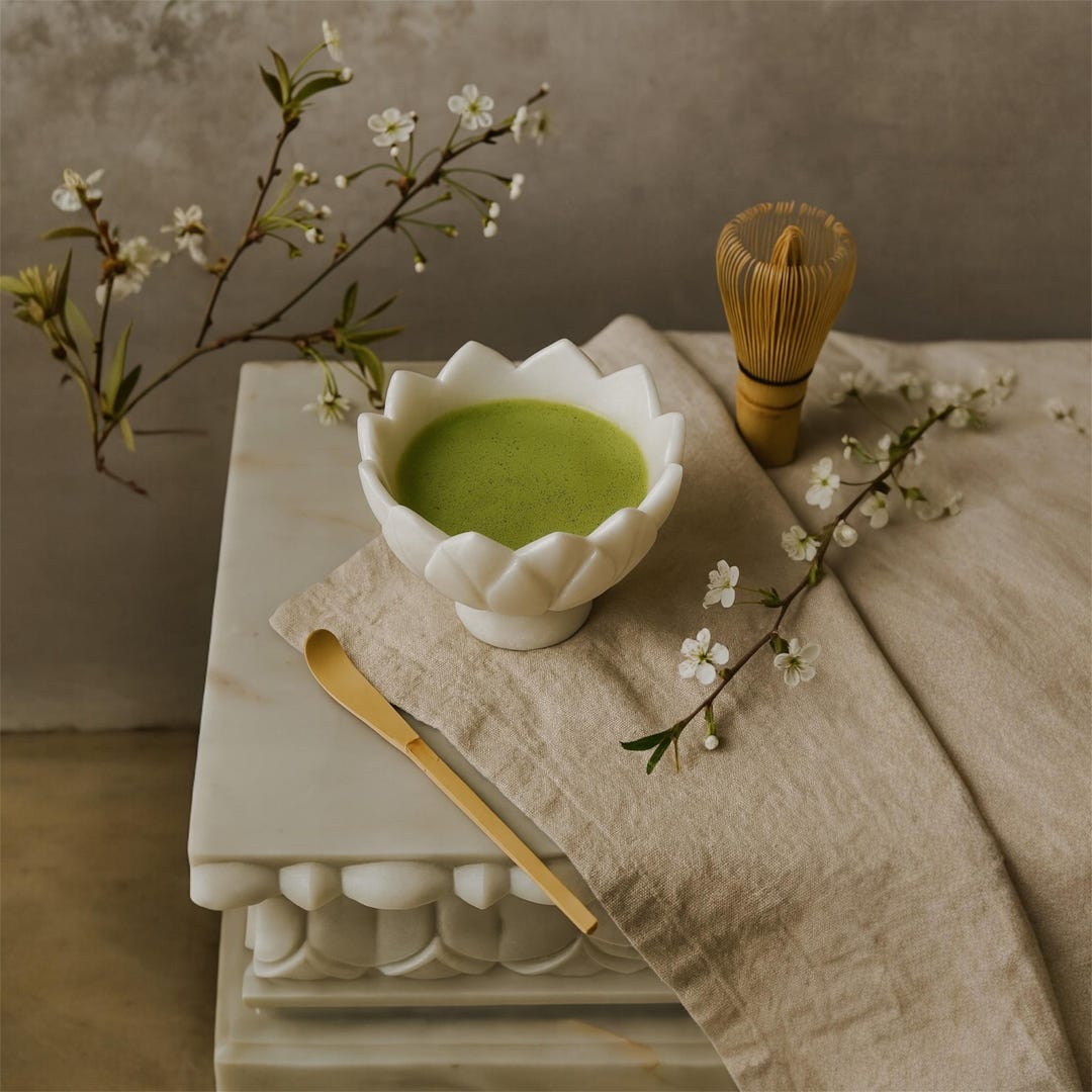 Handmade Marble Matcha Bowl: Lotus Flower Tea Ceremony Chawan - Etsy