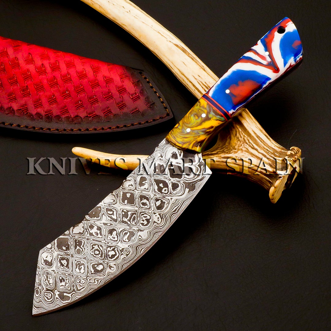 Damascus Chopper Knife ,full Tang Chopper Knife, Damascus Chopper Barfi ...