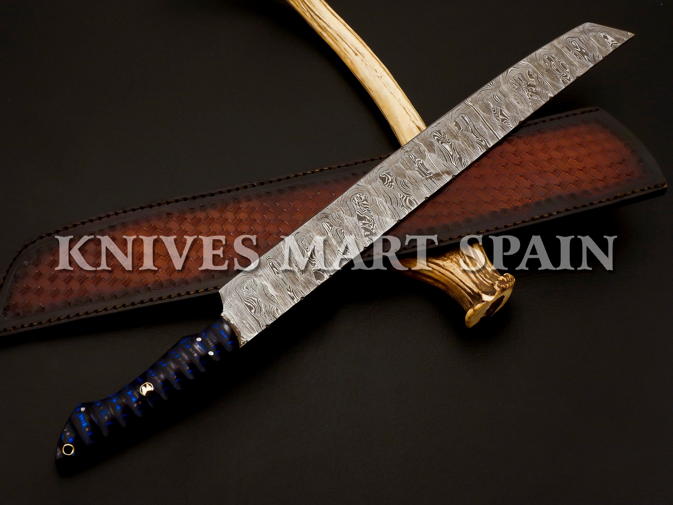 Custom Hand Forged 18''damascus Pakka Wood Handle Brisket Knife With ...