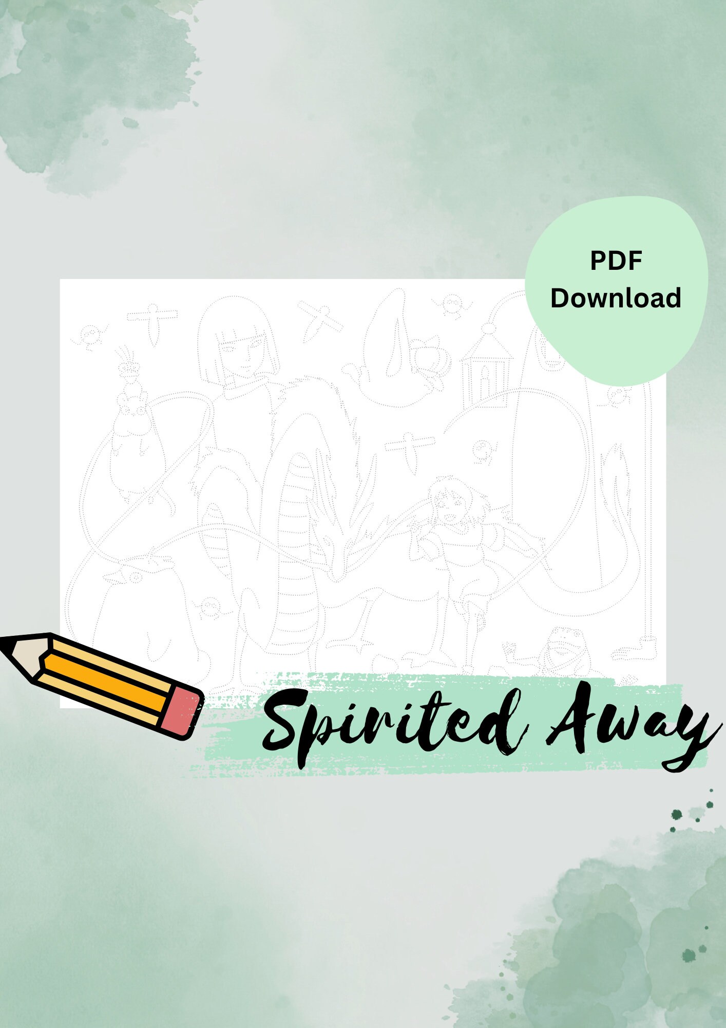 Studio Ghibli Spirited Away Printable Tracing Mindfulness Activity for ...