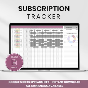 Subscription Tracker Google Sheets, Monthly Subscriptions Spreadsheet ...