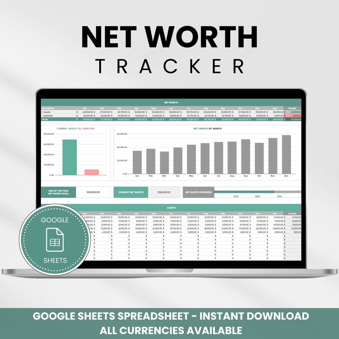 Net Worth Tracker, Personal Finance, Budget Spreadsheet, Google Sheets ...
