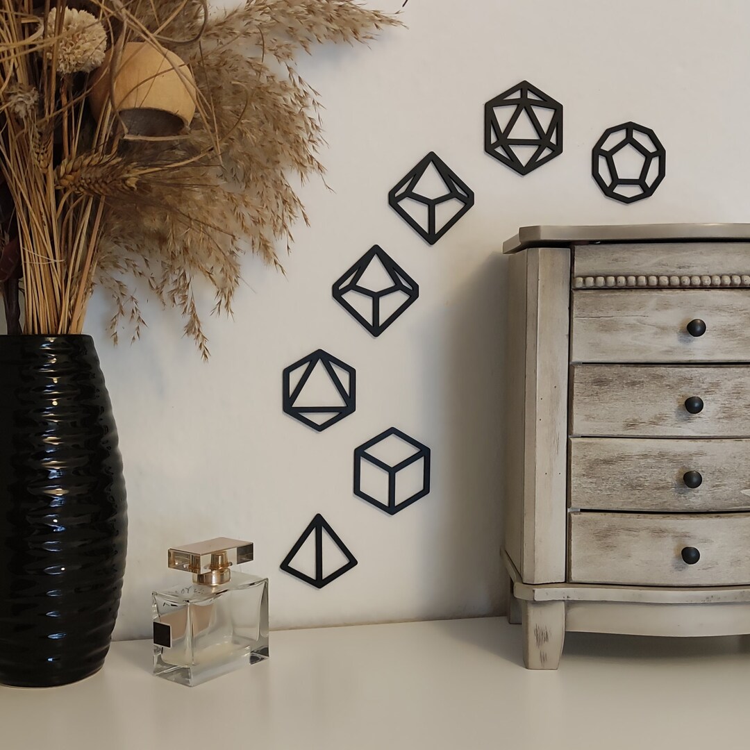 Set of 7 Role Playing Dice Wall Art DND RPG Gamer Dice Game Room Decor ...