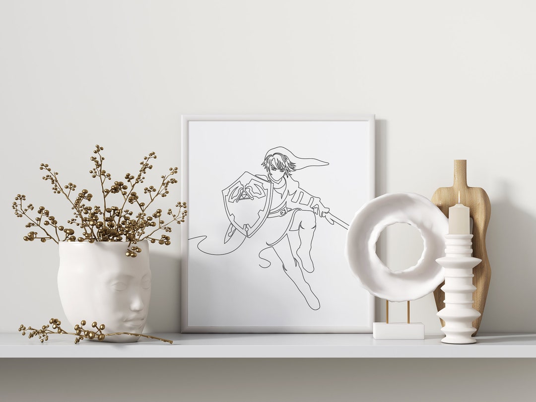 Gaming Poster | Zelda | Link | Poster | Gaming | Lineart | One-line | A ...