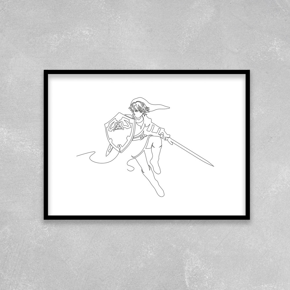 Gaming Poster Zelda Link Poster Gaming Lineart One-line A Line Drawing ...