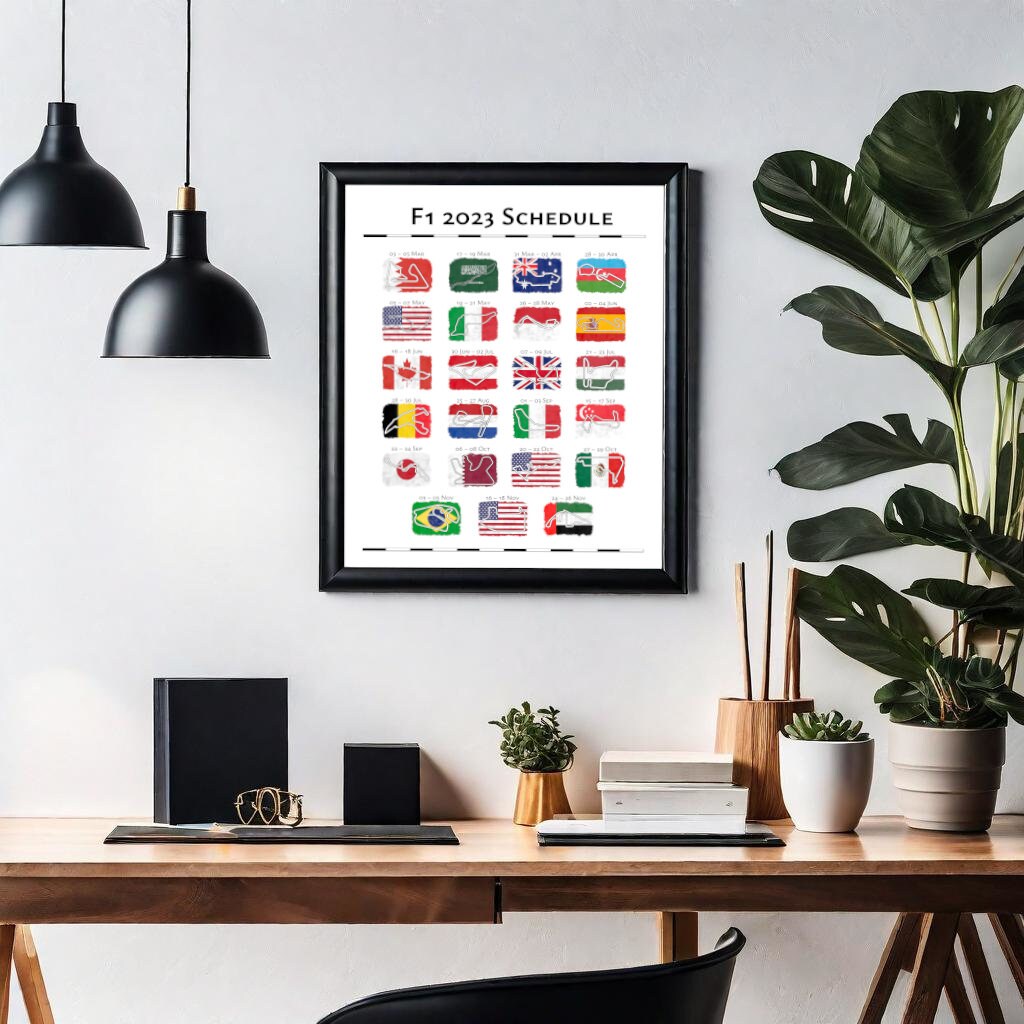 F1 2023 Schedule, Formula One Circuit Calendar, Racing Art Decor ...