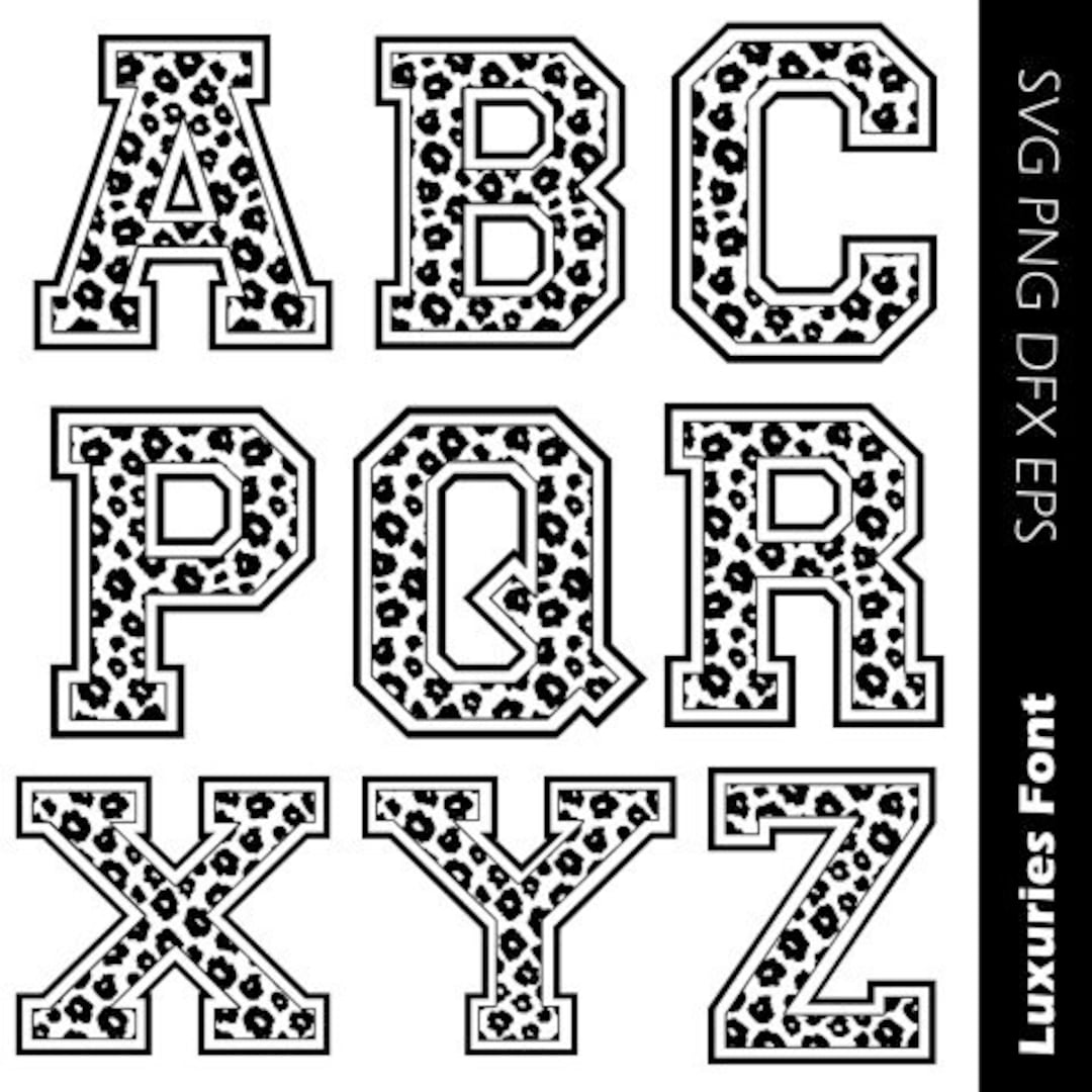 Varsity Font With Leopard Print , Varsity Letters Svg, Varsity Alphabet ...