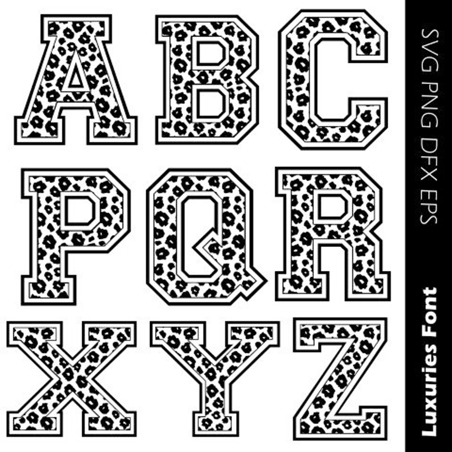 Varsity Font With Leopard Print , Varsity Letters Svg, Varsity Alphabet ...
