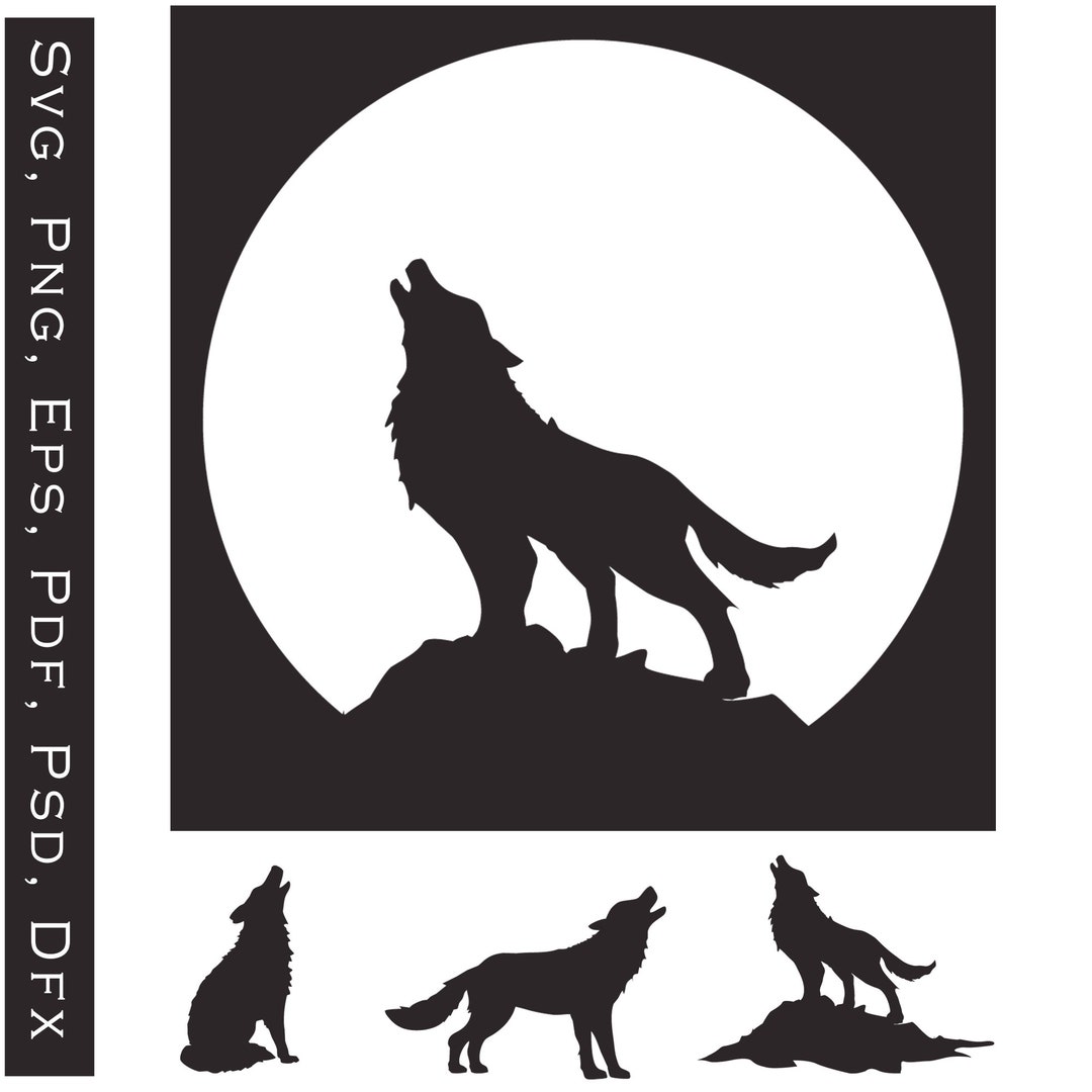 Wolf Howling Moon Png, Wolf Howling Svg, Wolf Howling Silhouette, Wolf Clip Art, Wolves Svg ...