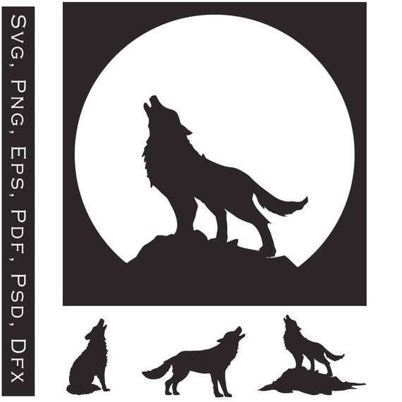 Howling Wolf Silhouette Clip Art