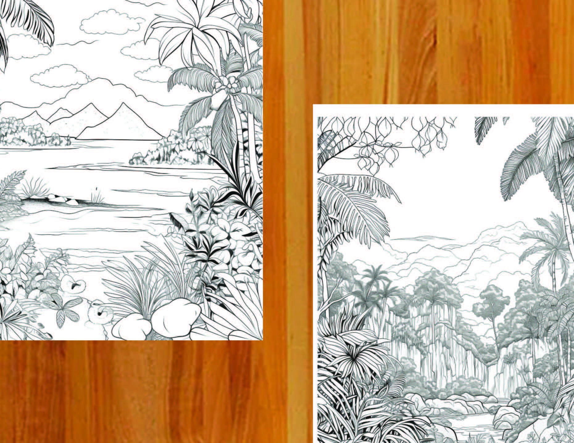 Tropical Coloring Book Vol 1, 30 Pages, Tropical Islands Landscape ...