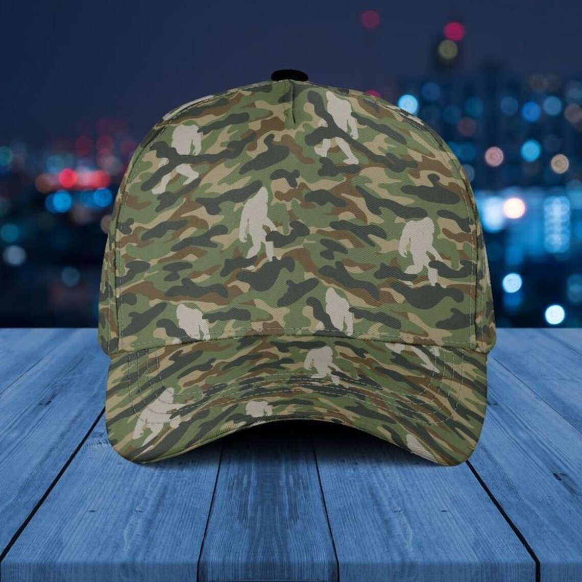 Bigfoot Sasquatch Brown and Green Camouflage Hat Baseball Cap, Camo ...