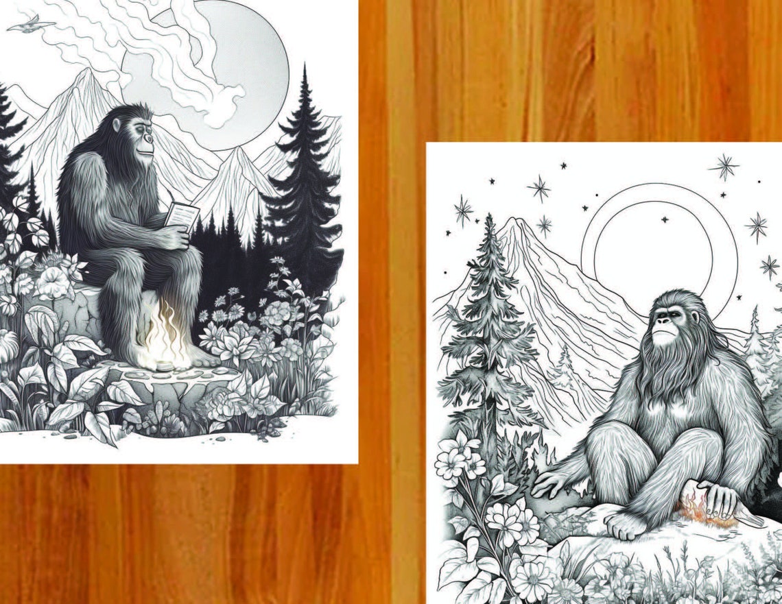 Bigfoot Coloring Book Vol 1, 30 Pages, Bigfoot Coloring Pages for Kids ...