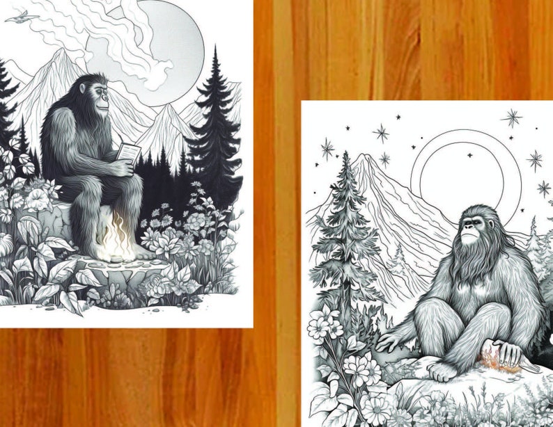 Bigfoot Coloring Book Vol 1, 30 Pages, Bigfoot Coloring Pages for Kids ...