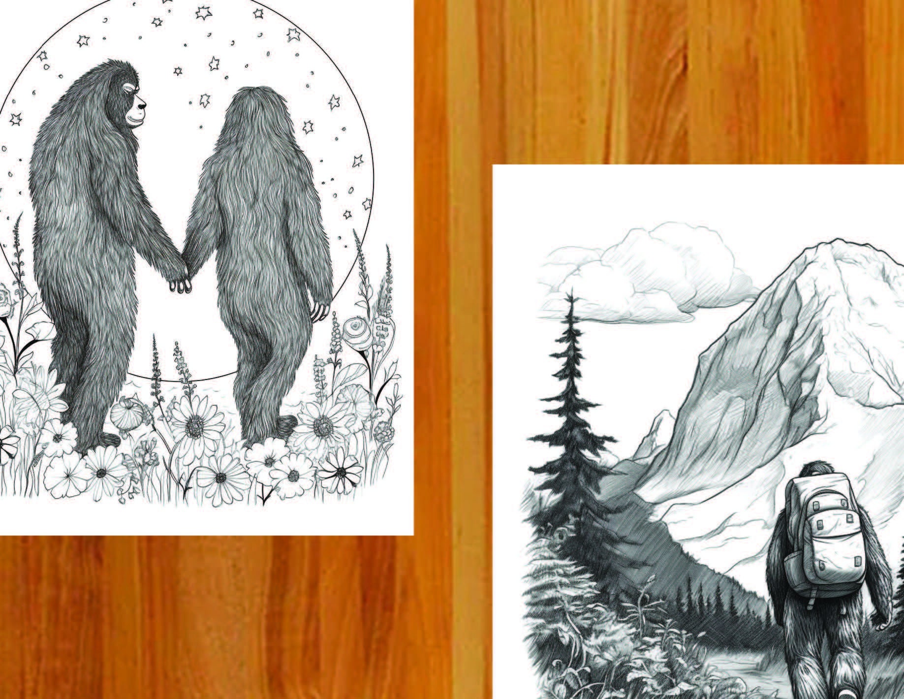 Bigfoot Coloring Book Vol 1, 30 Pages, Bigfoot Coloring Pages for Kids ...