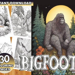 Bigfoot Coloring Book Vol 1, 30 Pages, Bigfoot Coloring Pages for Kids ...